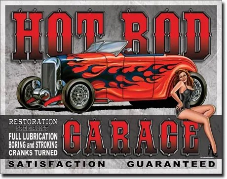 Plechová cedule Legends - Hot Rod Garage 32 x 41 cm