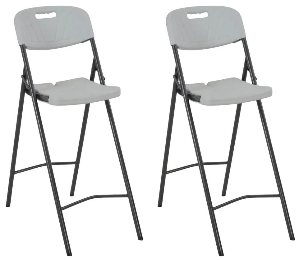 Skládací barové židle Girvan - 2 ks - HDPE a ocel | bílé