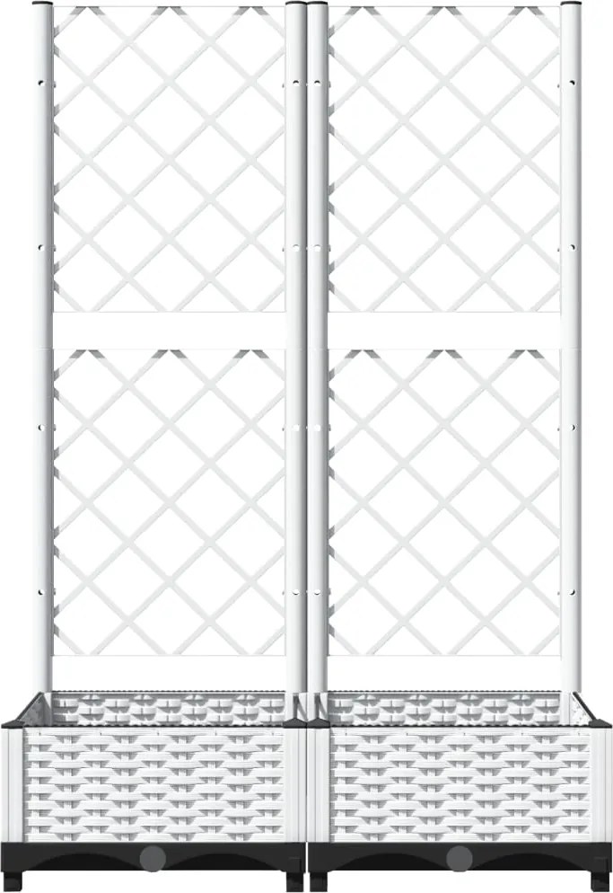 Zahradní truhlík s treláží bílý 80 x 40 x 121,5 cm PP 153281