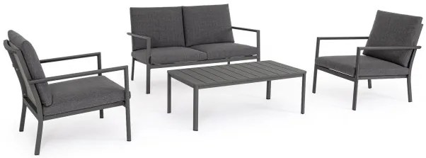 BIZZOTTO Zahradní set pohovky, křesel a konferenčního stolku KONNOR antracit