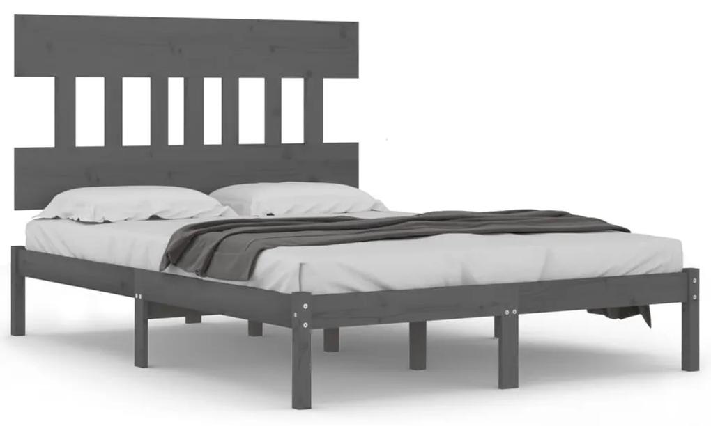 Rám postele šedý masivní dřevo 140 x 190 cm,  3104720