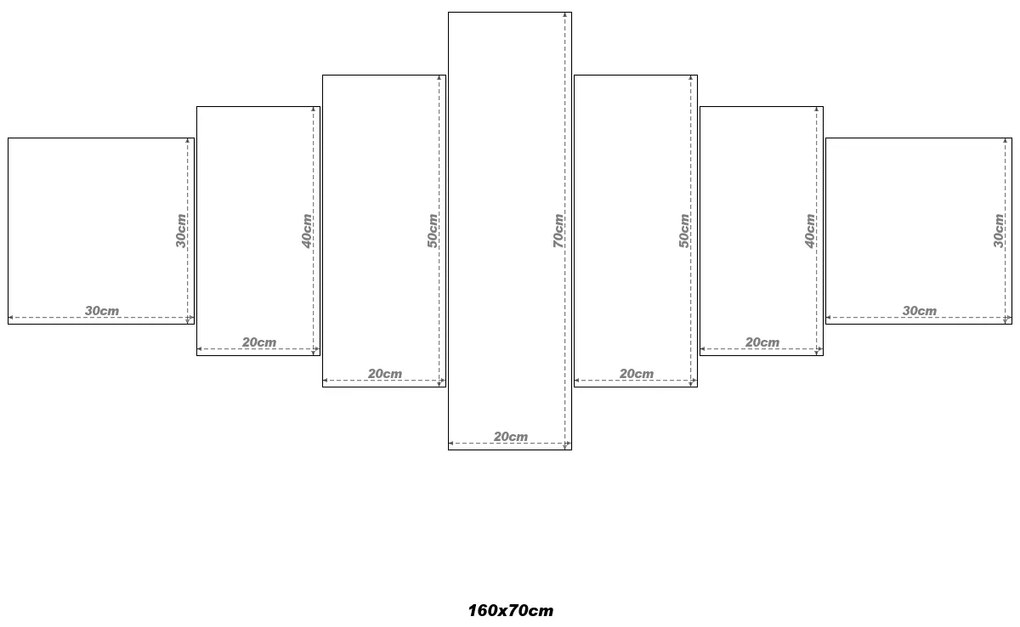 Gario Obraz s hodinami Panorama Manhattanu - 7 dílný Rozměry: 210 x 100 cm