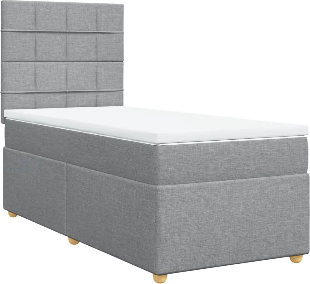 Box spring postel s matrací světle šedá 90x200 cm textil 3293463