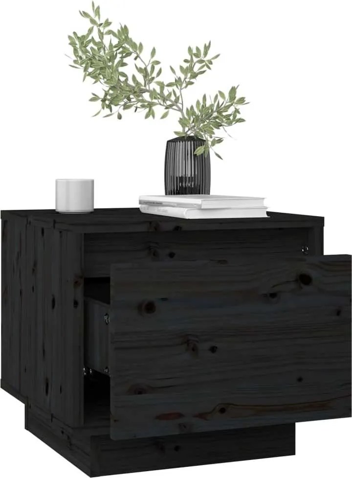 vidaXL Noční stolek 35 x 34 x 32 cm masivní borové dřevo [813403] Barva: Černá