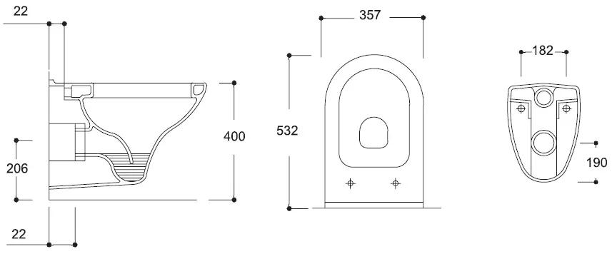 Olsen Spa Závěsné WC COMPACT WC sedátko - Bez sedátka OLKGKO04DAK00