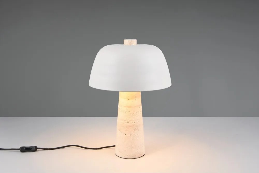 Bílá/béžová stolní lampa s kovovým stínidlem (výška 41 cm) Timba – Trio Select