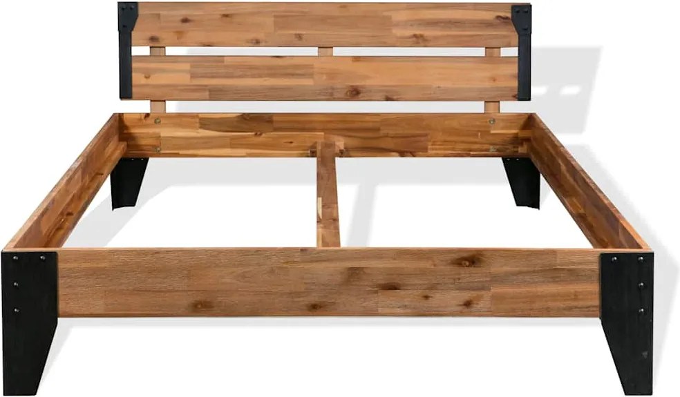 Rám postele masivní akáciové dřevo a ocel 152 x 203 cm 281453