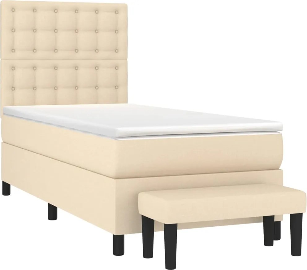 Box spring postel s matrací krémová 100 x 200 cm textil 3136898