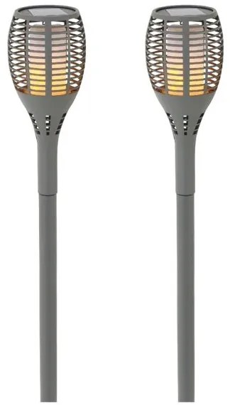 2 ks Zahradní solární lampa LED pochodeň s efektem ohně, 70cm, černá, žluté světlo