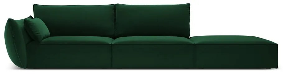 Tmavě zelená sametová pohovka levý roh 264 cm Vanda – Mazzini Sofas