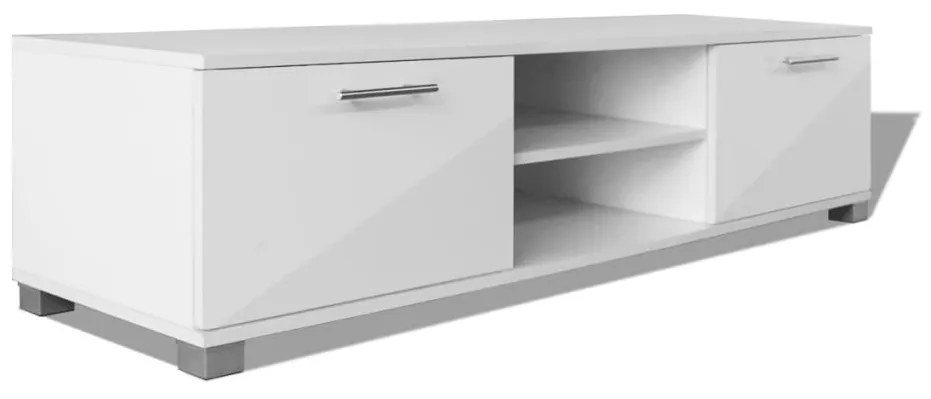 TV stolek bílý s vysokým leskem 120 x 40,5 x 35 cm 243041