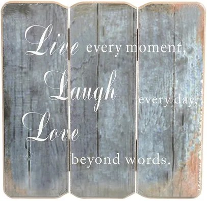 Obraz na zeď, dřevěný Love &amp; Laugh 29x29cm