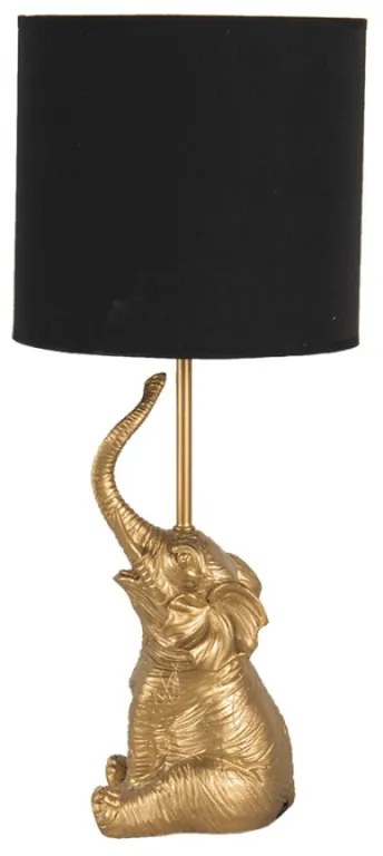 Stolní lampa ve tvaru zlatého slona s černým stínidlem – 20x46 cm