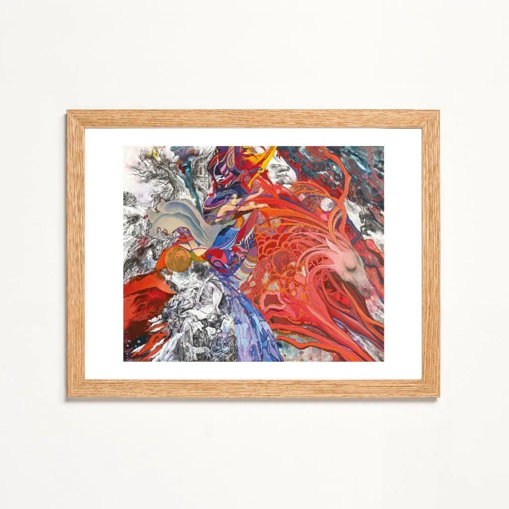 Yulia Novikova | Kůň oheň Rám: Černý, Velikost: 70 x 100 cm