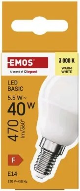 Emos lighting LED žárovka Basic Mini Globe / E14 / 5,5 W (40 W) / 470 lm / teplá bílá 1525731246
