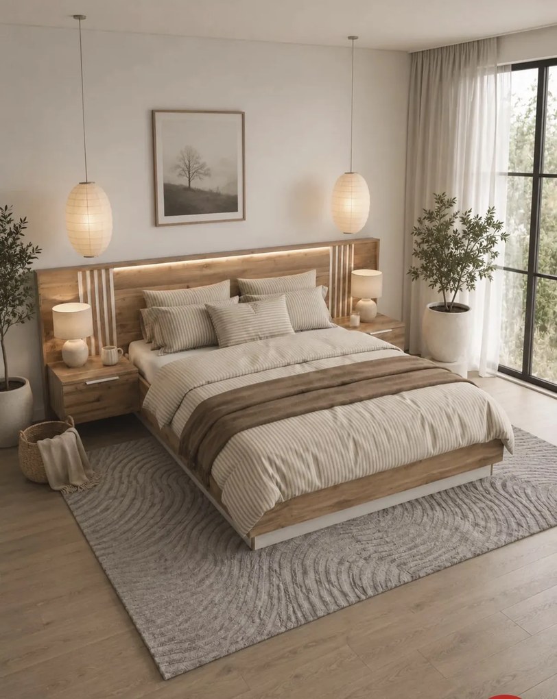 Stolar Postel Bali Lux 160×200 s LED osvětlením a nočními stolky | Moderní postel Barva: 5 černá