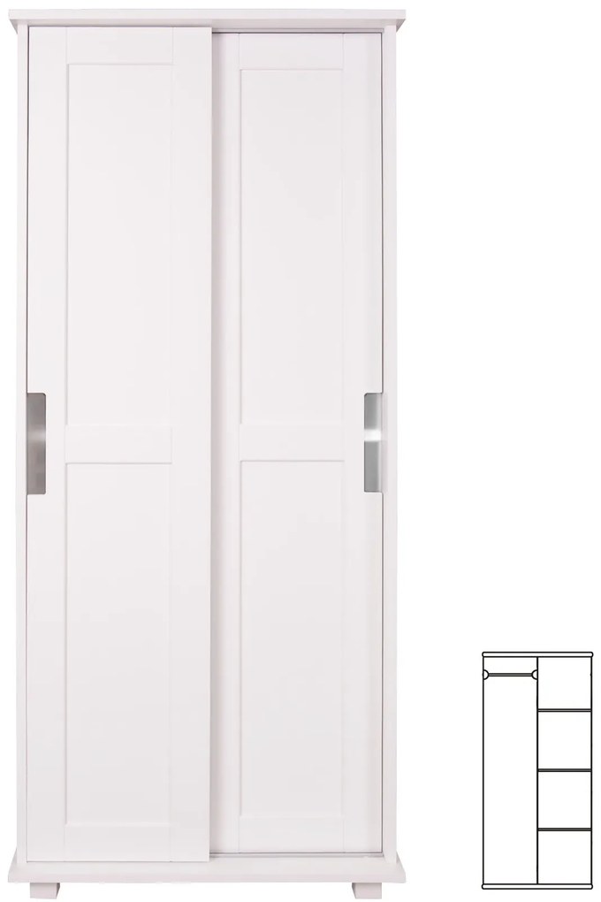 Drewmax, Bílá šatní skříň s posuvnými dveřmi Severka