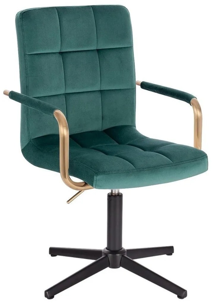 LuxuryForm DESIGN Otočná židle VERONA GOLD VELUR na černém kříži - zelená