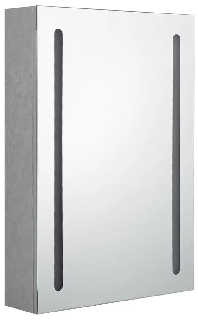 LED koupelnová skřínka se zrcadlem - 50x13x70 cm | betonově šedá