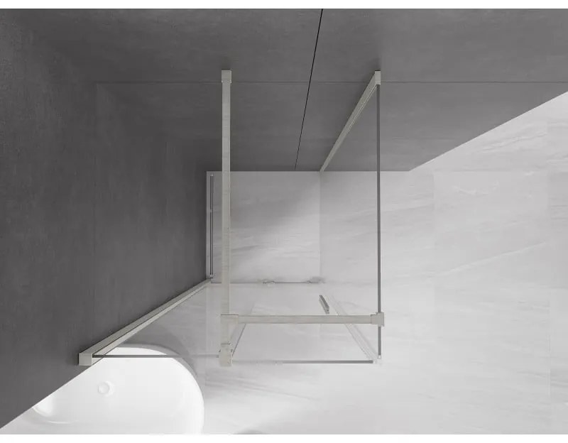 Mexen Velar, sprchový kout s posuvnými dveřmi 110 x 110 cm, 8mm čiré sklo, broušená ocel, 871-110-110-01-97