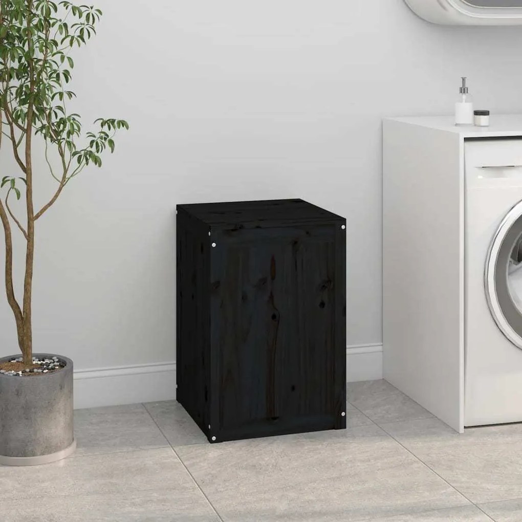 vidaXL Box na prádlo 44 x 44 x 66 cm masivní borové dřevo [823567] Barva: Černá