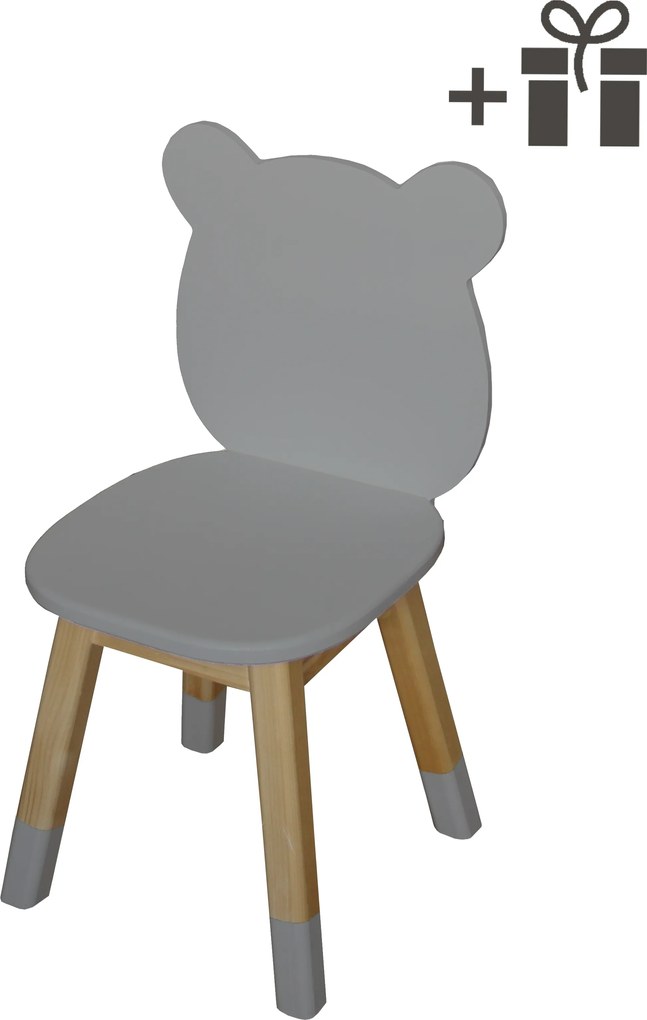 Dětská židlička medvídek + DÁREK barva: světle šedá