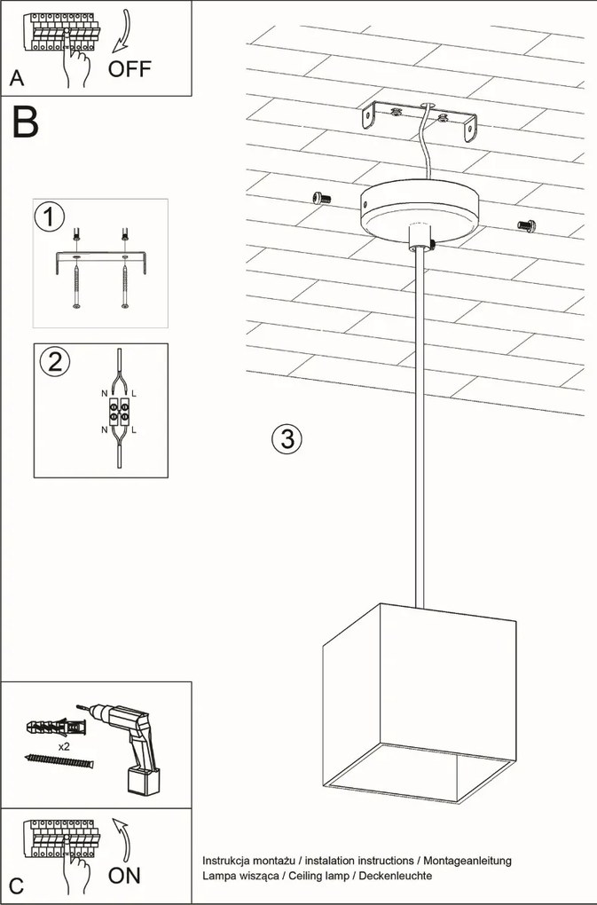 Sollux Lighting Závěsné svítidlo QUAD 1 černé
