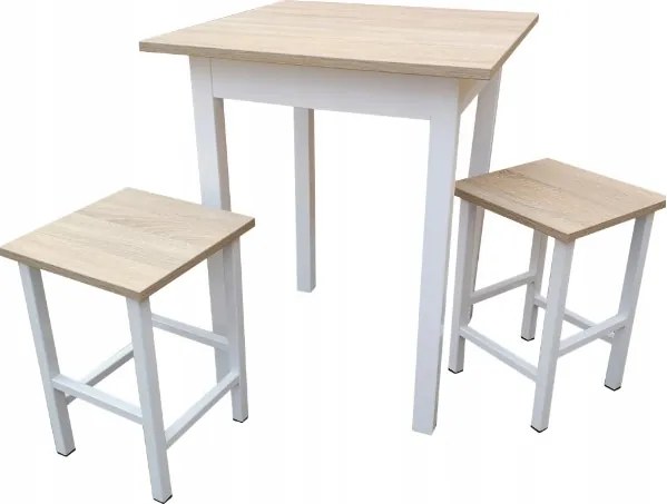 Dede Set - kuchyňský stůl 60 x 60 cm + 2x židle MINI - dub sonoma / bílá