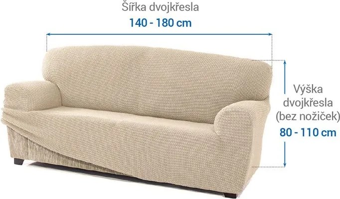Super strečové potahy NIAGARA smetanová dvojkřeslo (š. 140 - 180 cm)