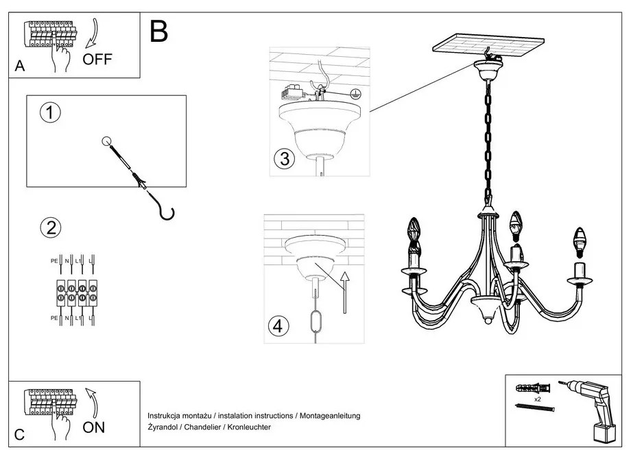 Černé závěsné svítidlo Sollux Fiorano 7