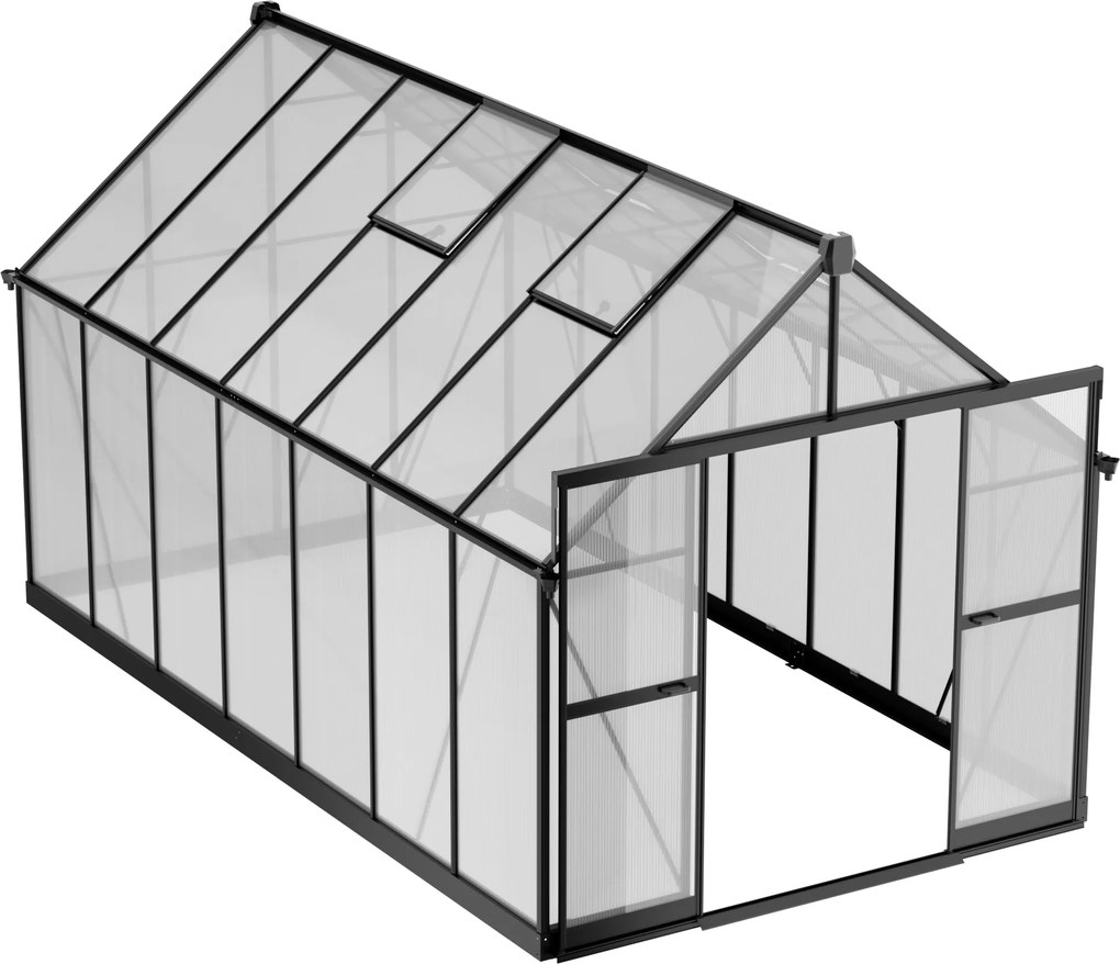 Skleník 240 x 244 x 429 cm, zesílená konstrukce, polykarbonát 6 mm