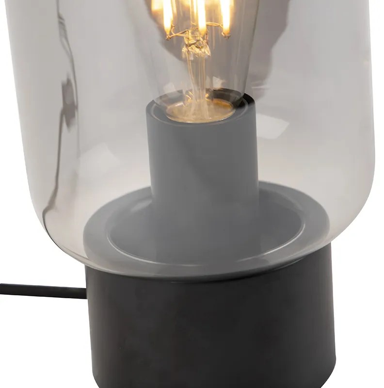 Designová stolní lampa černá s kouřovým sklem - Bliss Cute