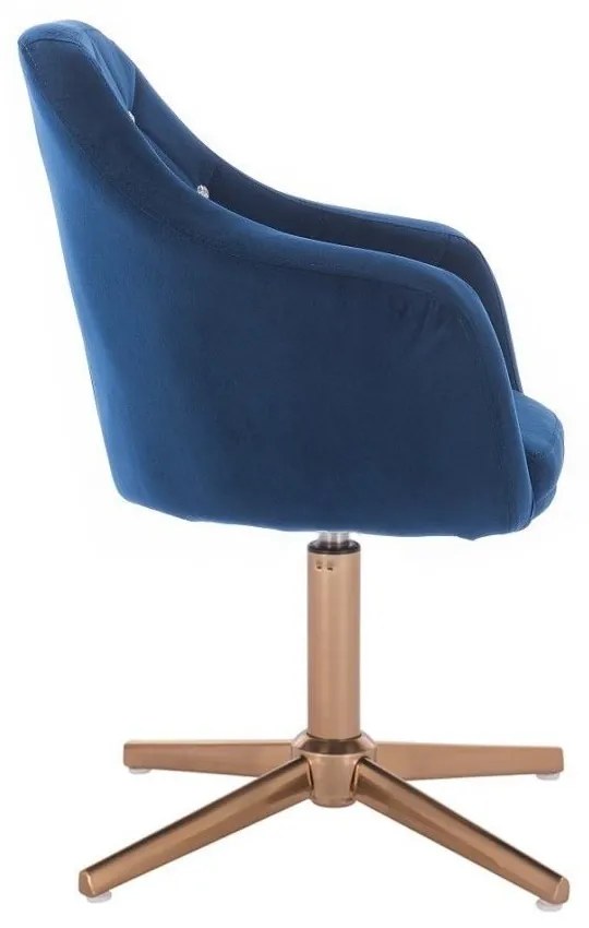 LuxuryForm DESIGN Otočné křeslo ROMA VELUR na zlatém kříži - modré