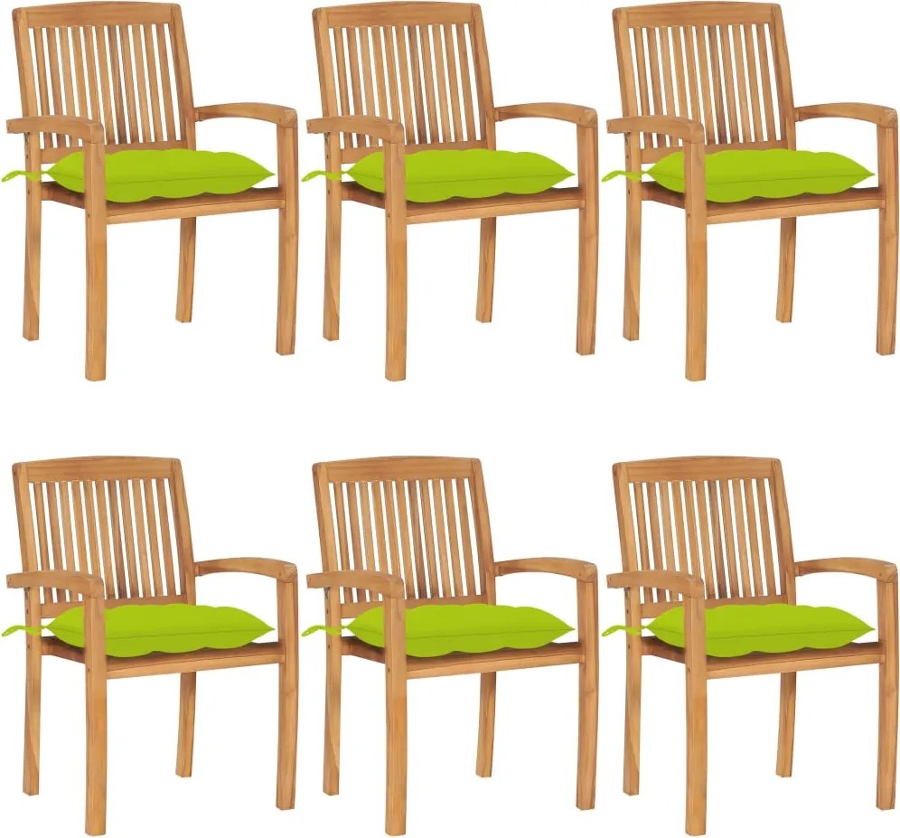 Stohovatelné zahradní židle s poduškami 6 ks masivní teak 3073278