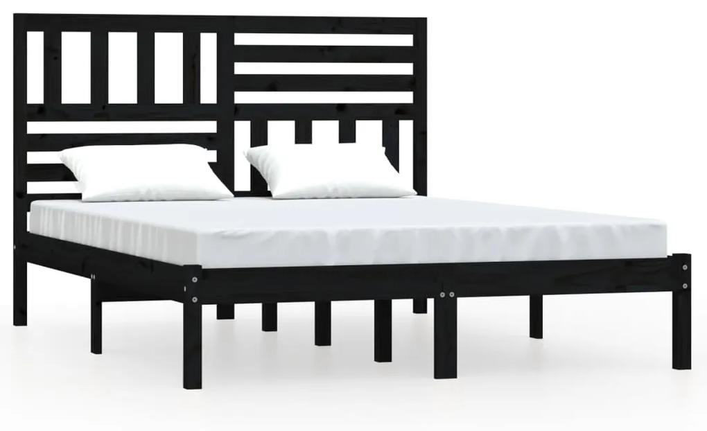vidaXL Rám postele černý 150 x 200 cm King Size masivní borovice