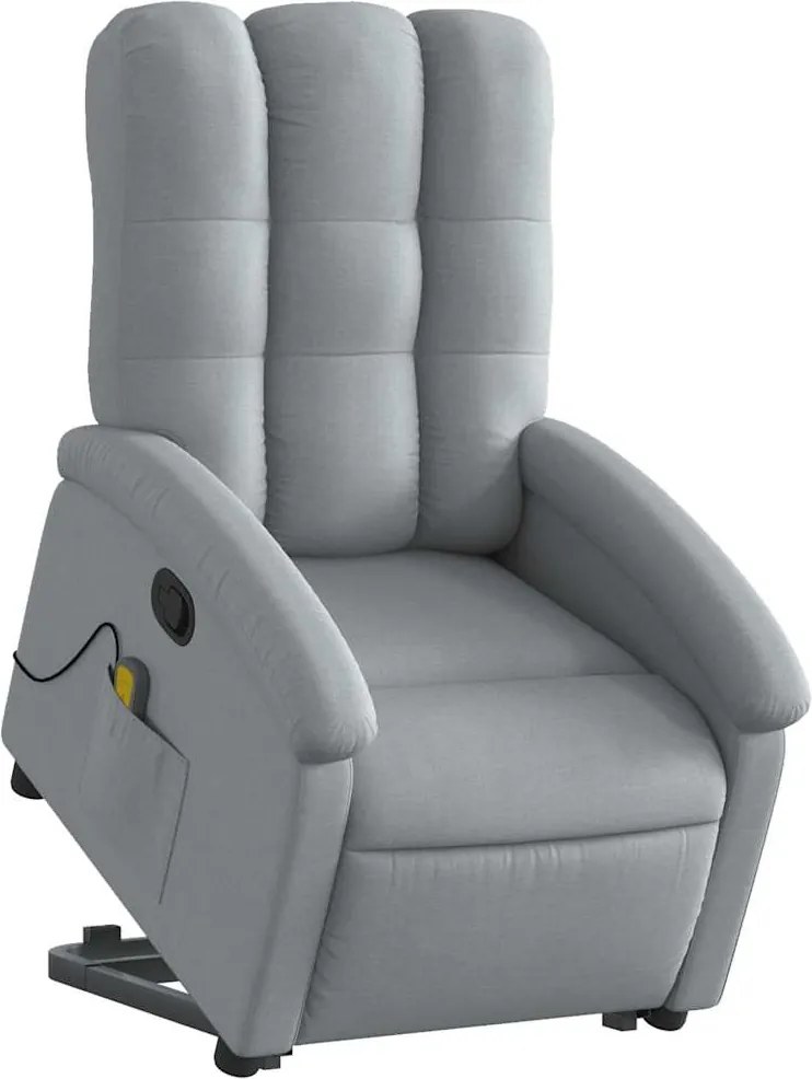 Zvedací masážní polohovací křeslo světle šedé textil 3204104