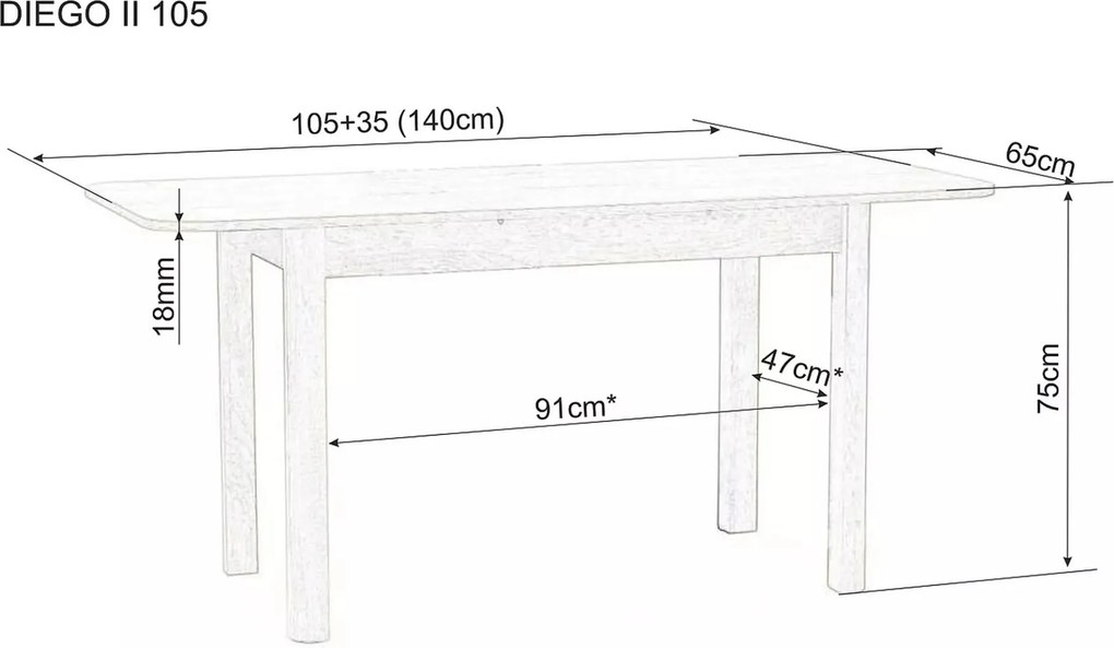 Rozkládací jídelní stůl Diego 105/140 cm dub sonoma