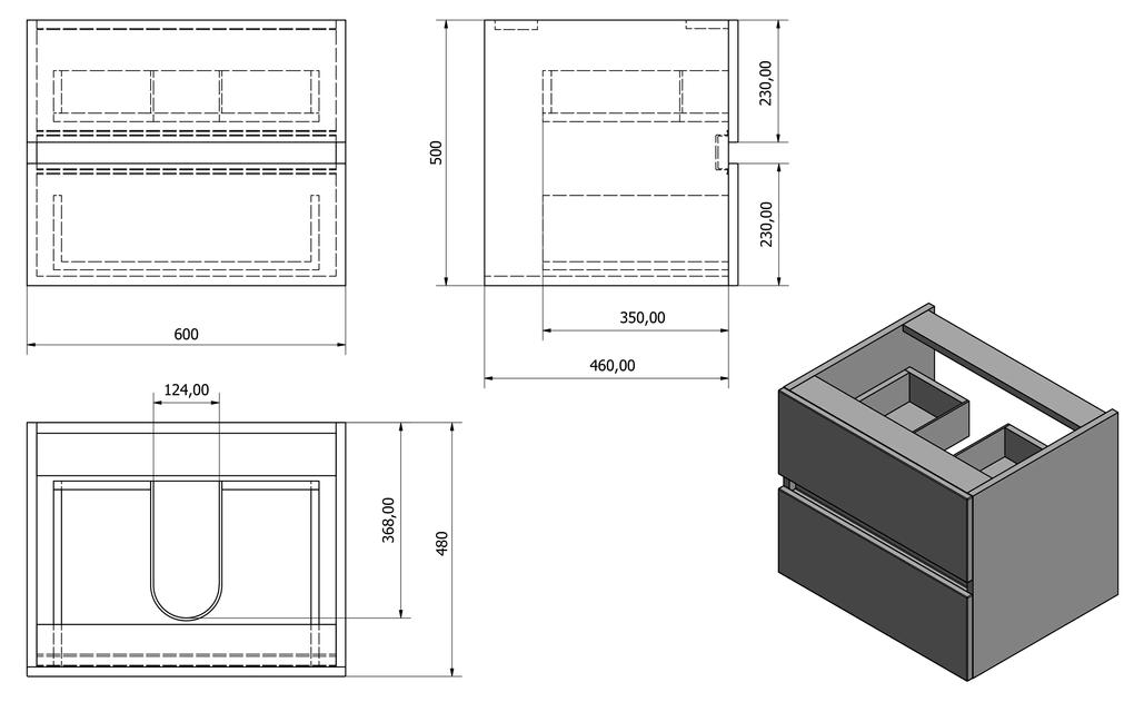 Sapho, AVICE umyvadlová skříňka 60x50x48cm, bílá (AV065), AV065-3030
