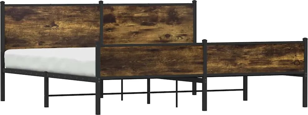 Kovový rám postele bez matrace kouřový dub 193 x 203 cm 3301389