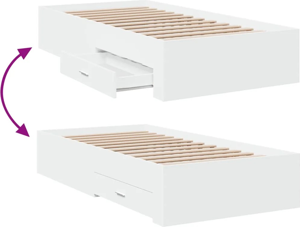 Rám postele se zásuvkami bílý 90 x 200 cm kompozitní dřevo 3280426