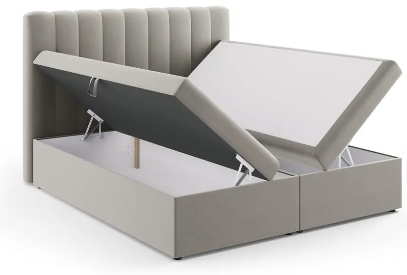 Šedá boxspring postel s úložným prostorem 180x200 cm Gina – Milo Casa
