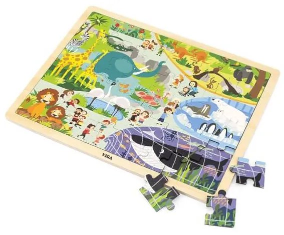 Dětské dřevěné puzzle Zoo 48 dílků