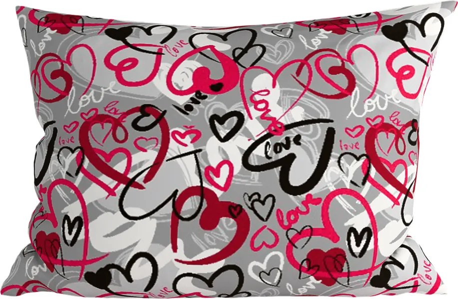 Polybavlněný povlak na polštář STREET LOVE POLY 70x90 cm, šedý