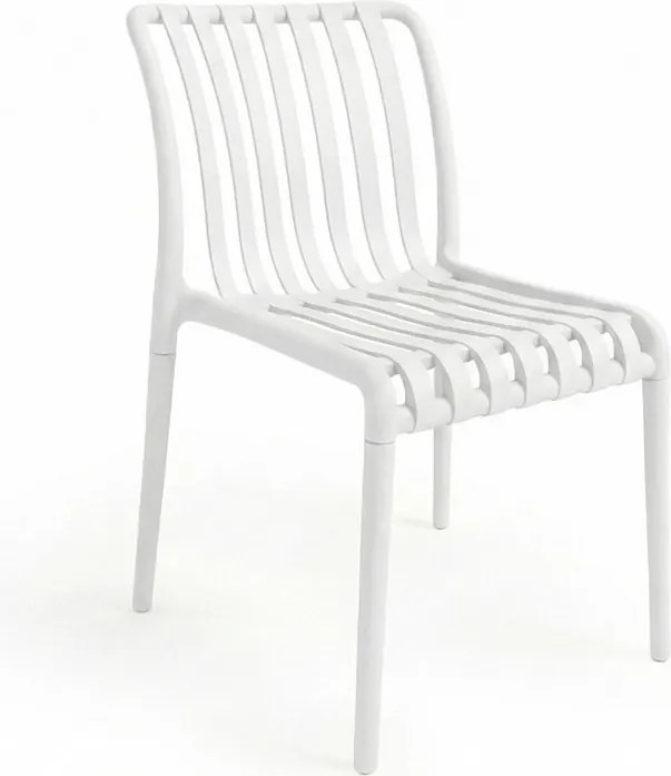 Zahradní set TREGO ISLAND - 4 židle a kulatý stůl ø 90 cm, bílá