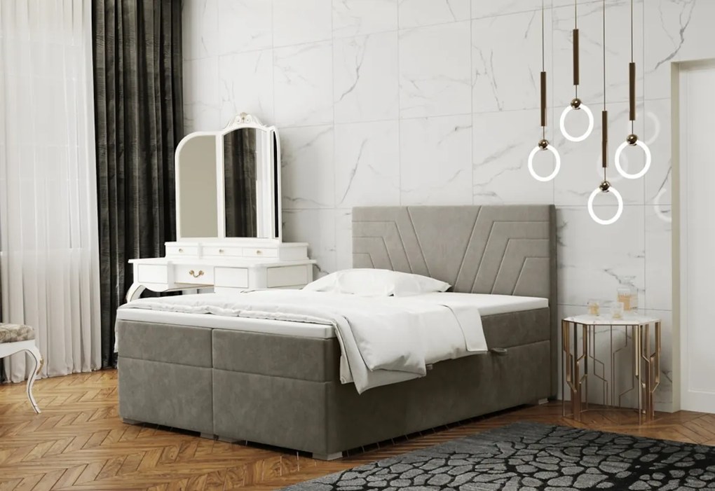 Čalouněná postel boxspring CASTEL + topper, 160x200, matt velvet 09