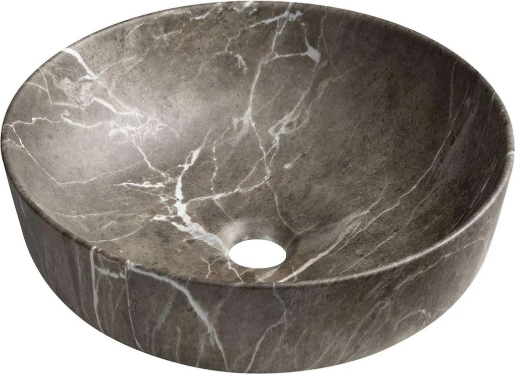 Sapho - Umyvadlo na desku Rondea, průměr 41 cm, bez přepadu, bez otvoru pro baterii, breccia mramor AR445BM