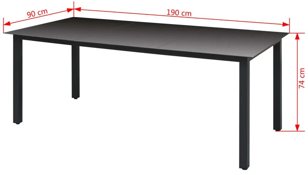 Zahradní stůl černý 190 x 90 x 74 cm hliník a sklo