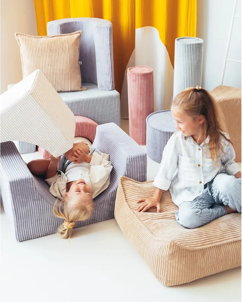 Modré manšestrové pěnové hřiště 75x49x37 cm Rainbow Montessori – Wigiwama