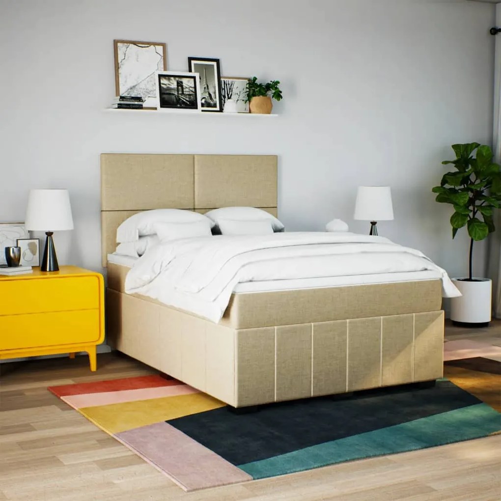 Box spring postel s matrací krémová 140x200 cm textil 3291689