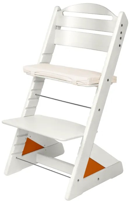 Jitro Dětská rostoucí židle Plus bílá Oranžový klín + lněný